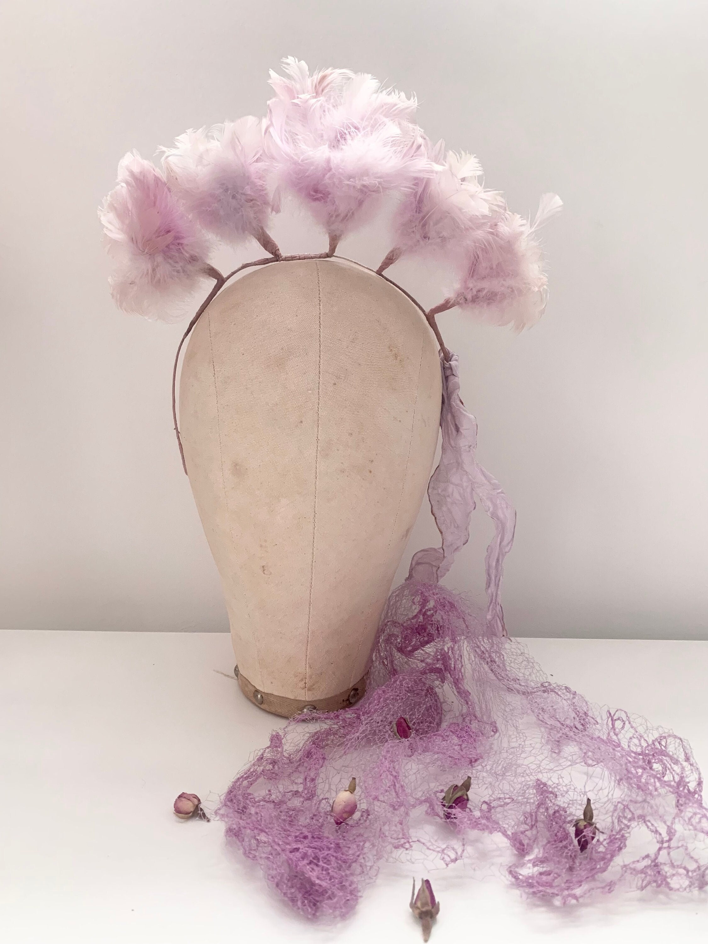 Antique 1920s Feather Headdresses Lilac Theatrical Show Girl Follies ...