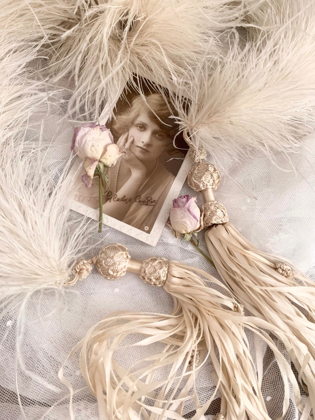 Antique 1910s Ostrich Feather Boa Ivory Creamy off White Frothy ...