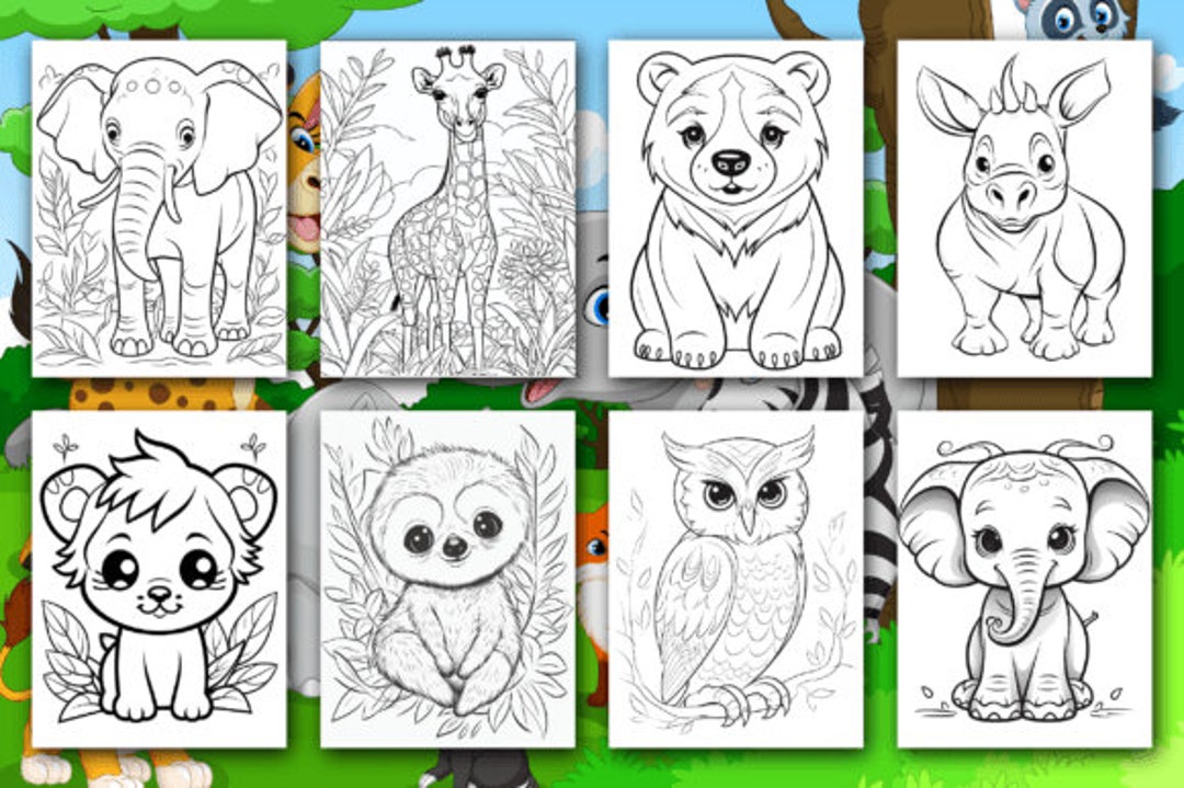 Cute Wild Animals Coloring Pages 100 for Kids - Etsy