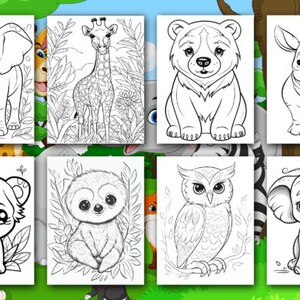 Cute Wild Animals Coloring Pages 100 for Kids - Etsy