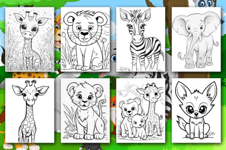 Cute Wild Animals Coloring Pages 100 for Kids - Etsy