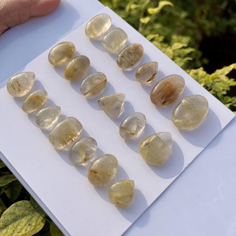 Golden Rutilated Quartz Freeform Cabochon | Natural Rutile Quartz ...