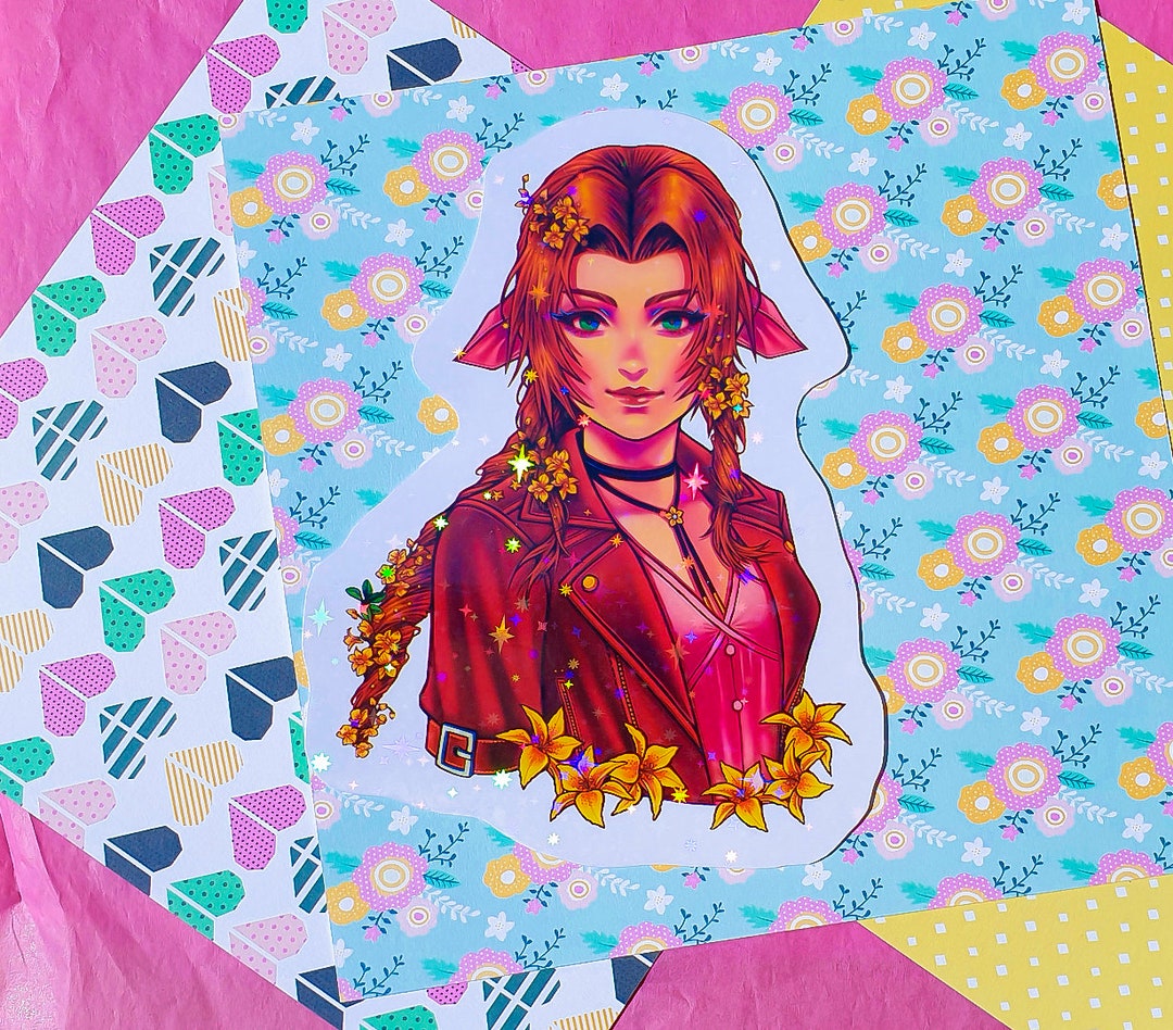 Final Fantasy - Holographic Vinyl Sticker - Aerith Gainsborough - FFVII ...