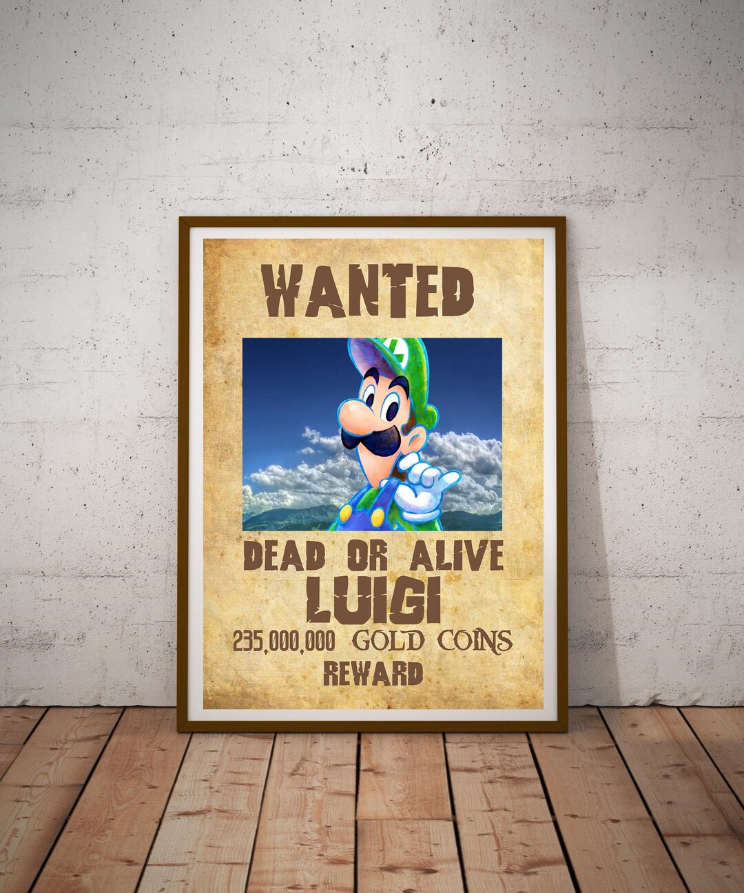 Super Mario Wanted Luigi Retro Classic Game Gaming Mushroom Nintendo ...