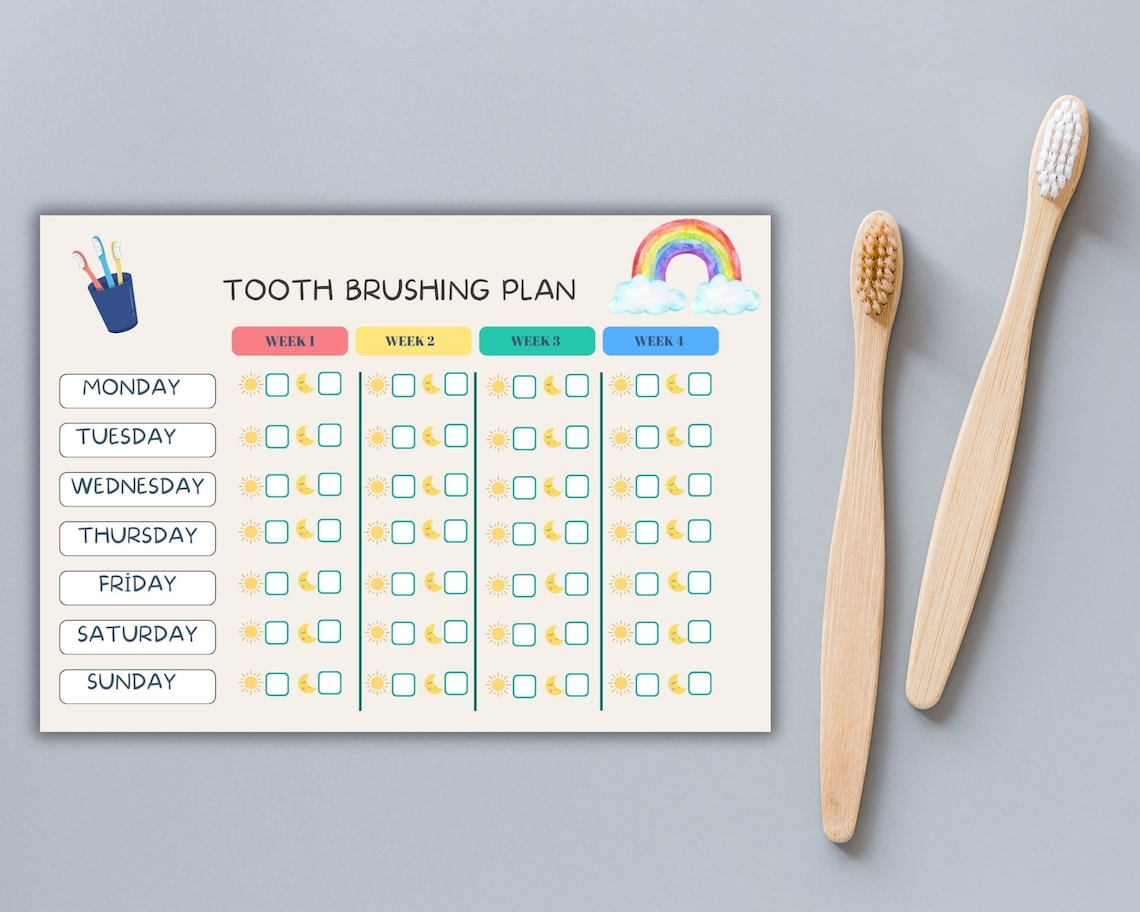 Brush Teeth Printable, Brush Teeth Chart, Toddler Brushing, Teeth ...