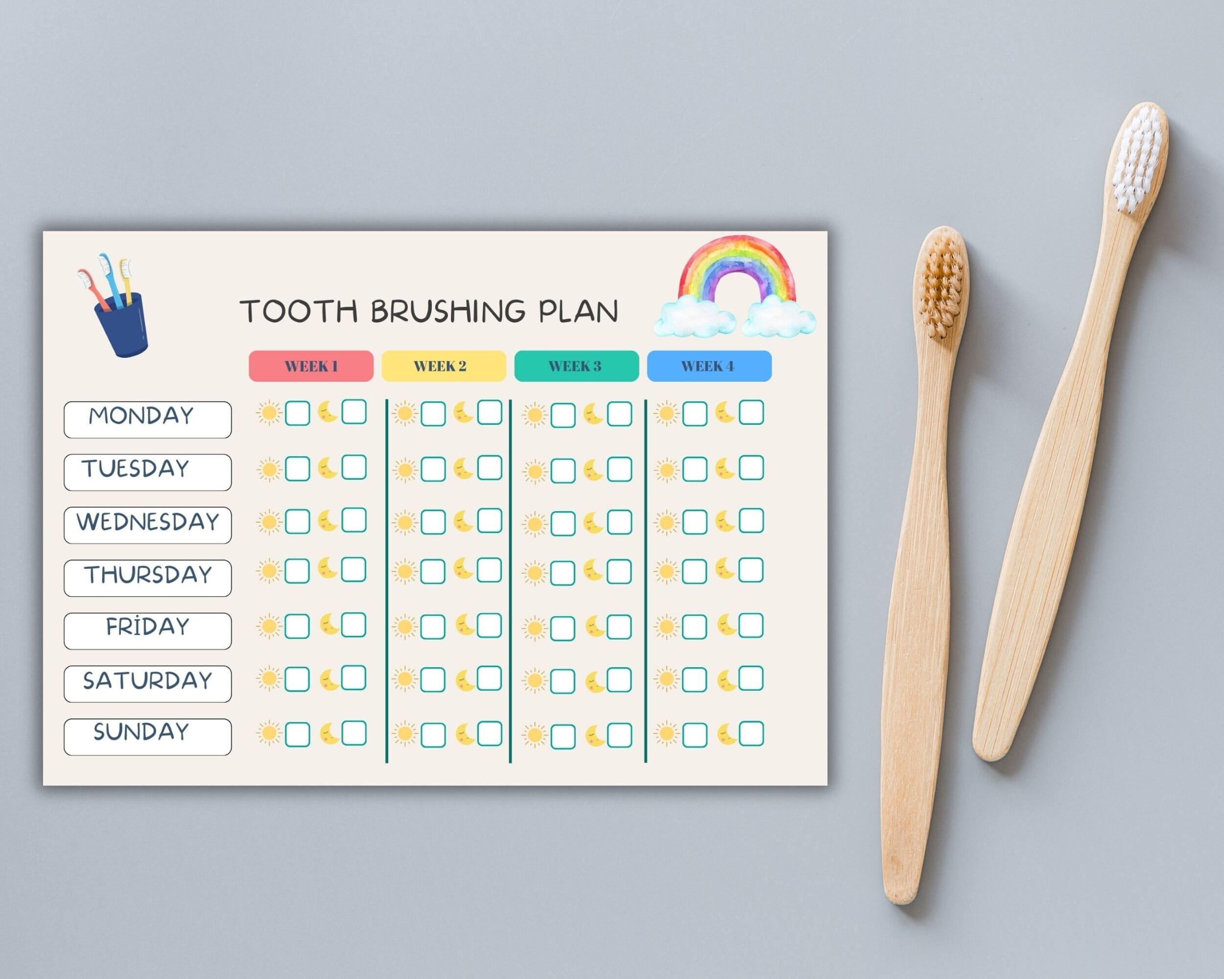 Brush Teeth Printable, Brush Teeth Chart, Toddler Brushing, Teeth ...