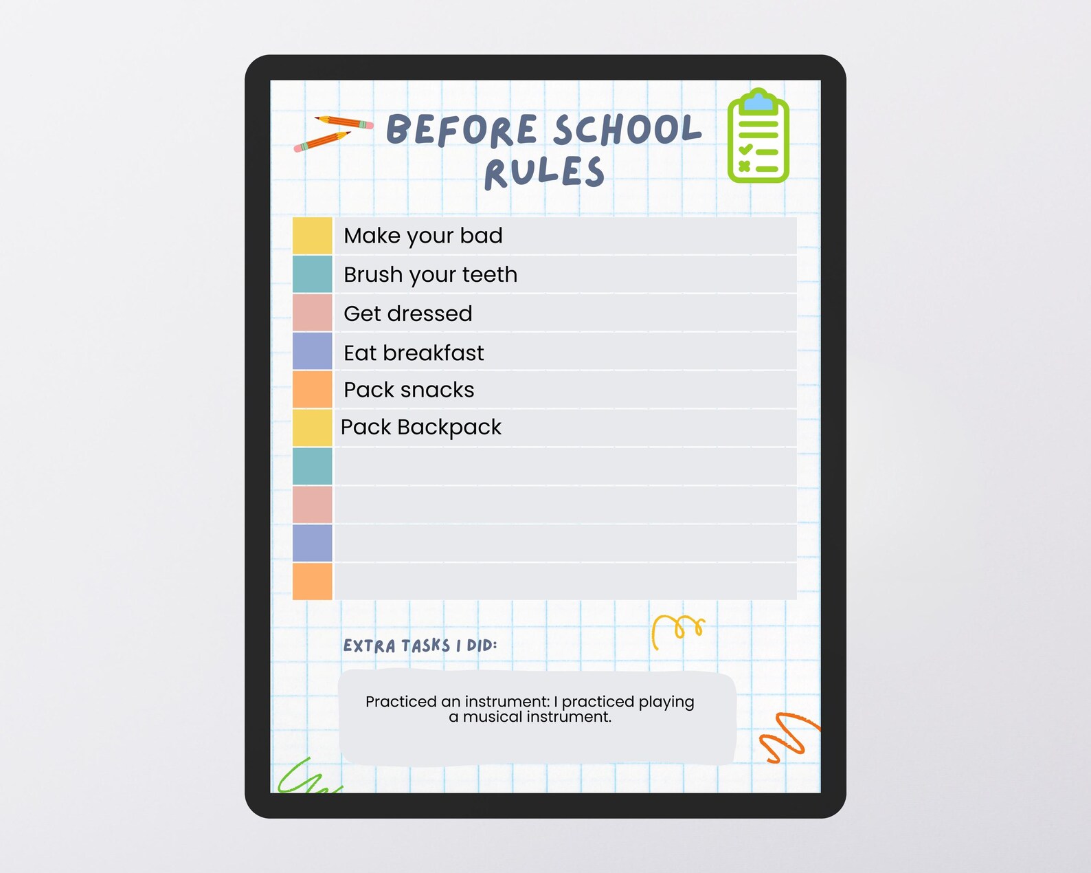 Editable Before School Rules, Printable Before School Checklist, Before ...