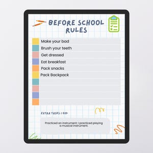 Editable Before School Rules, Printable Before School Checklist, Before ...