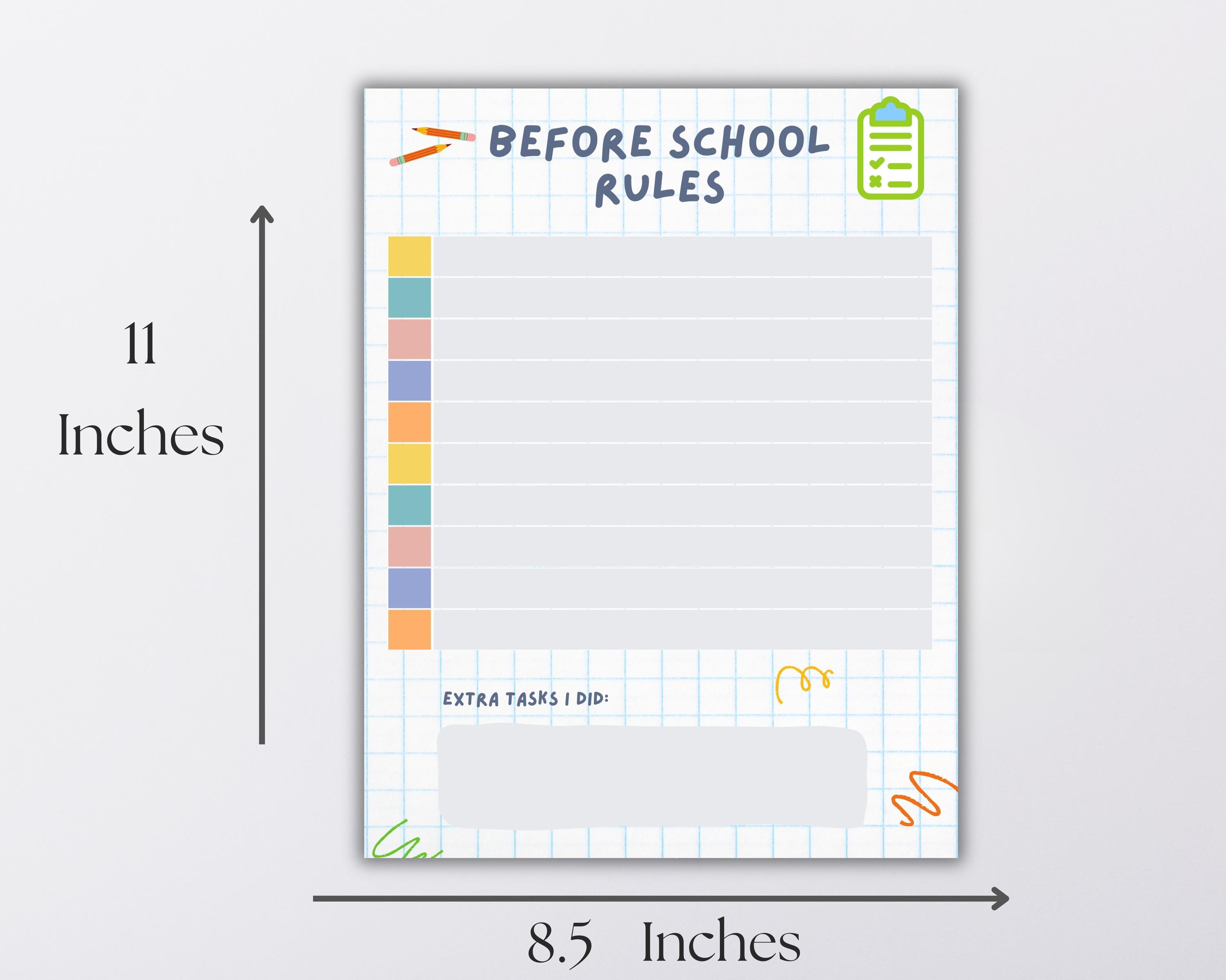 Editable Before School Rules, Printable Before School Checklist, Before ...