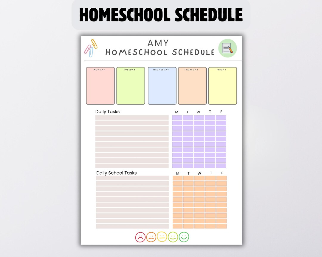 Homeschool Daily Schedule Printable | Kids Routine Planner ...