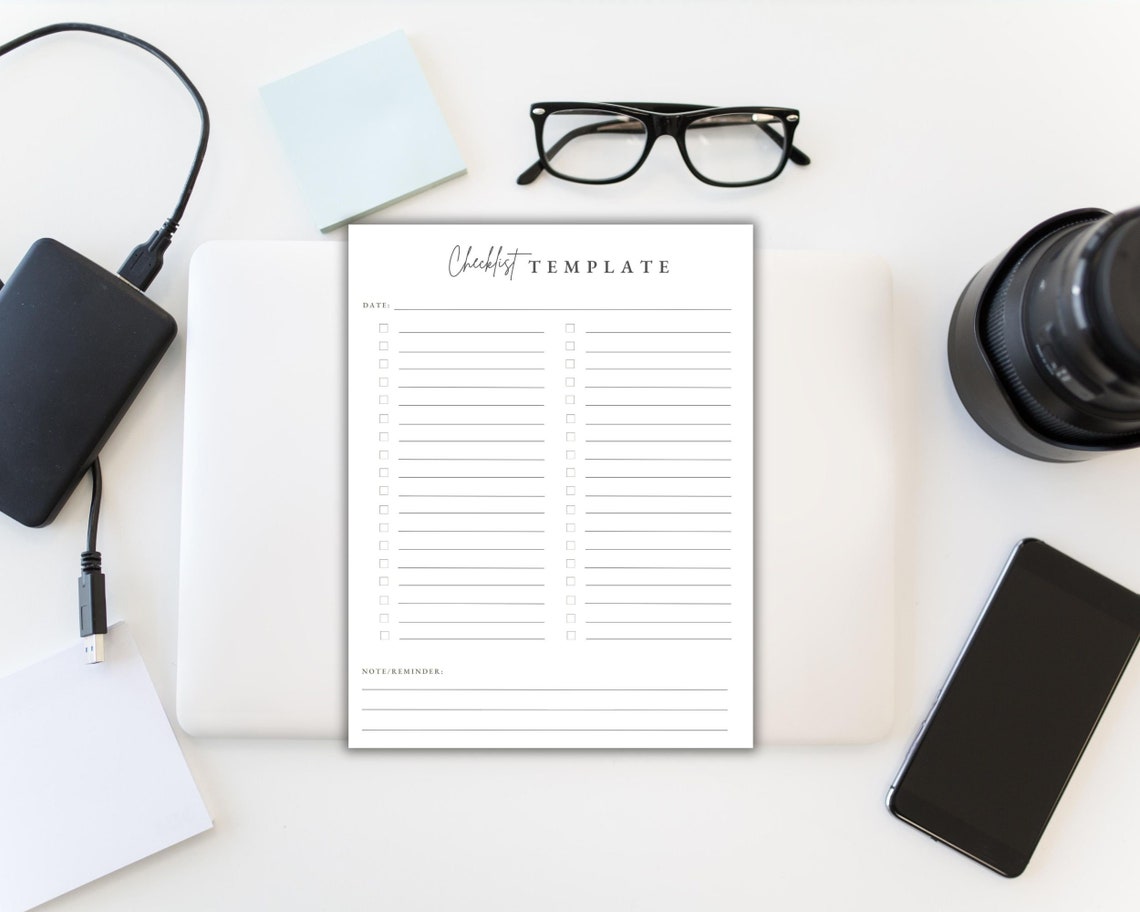 Checklist Template, Fillable Checklist, Printable Checklist, Simple ...