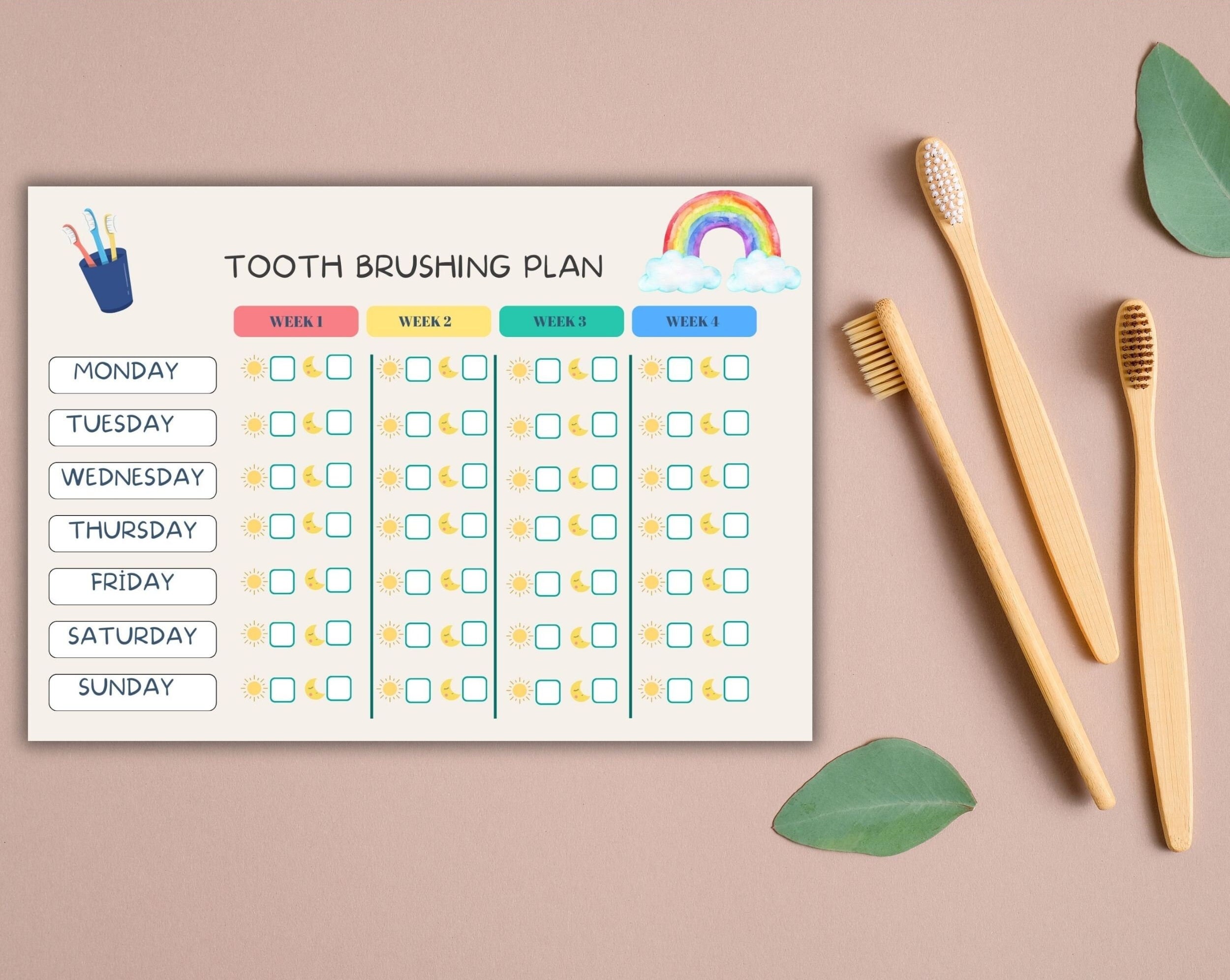 Brush Teeth Printable, Brush Teeth Chart, Toddler Brushing, Teeth ...