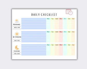 Kids Daily School Checklist, Responsibility Chart, to Do List, Editable ...