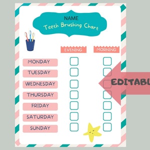 Brush Teeth Printable, Brush Teeth Chart, Toddler Brushing, Teeth ...
