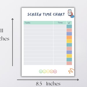 Screen Time Chart Checklist | Editable Printable Screen Time Chore ...
