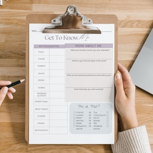 Editable Coworker Questions Printable All About Me Employee ...