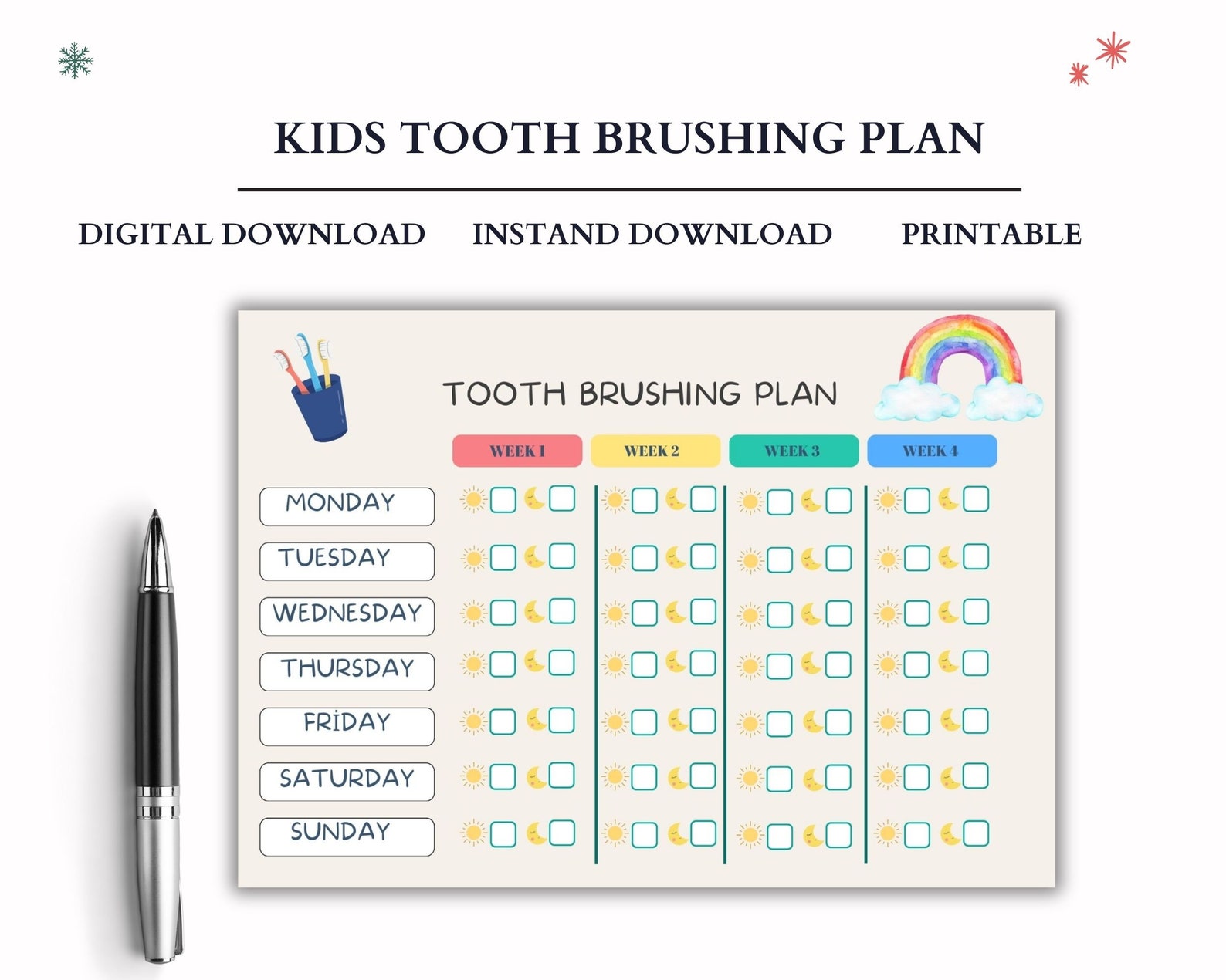 Brush Teeth Printable, Brush Teeth Chart, Toddler Brushing, Teeth ...
