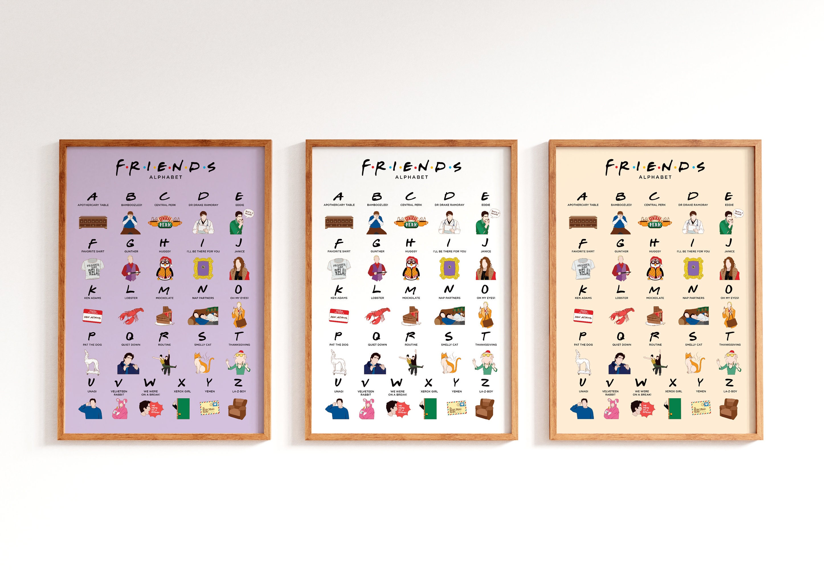 Friends TV Show Alphabet Poster Digital Download Printable Wall Art ...