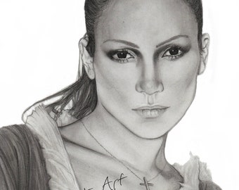 Quality A4 Print of Pencil Drawing of Jennifer Lopez. - Etsy