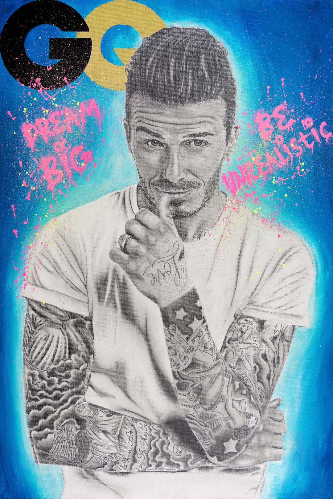 David Beckham Pencil Drawing and Paint Print - Etsy UK