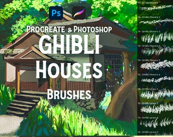 35 Procreate & Photoshop Ghibli Art Background Brush Set Painting ...