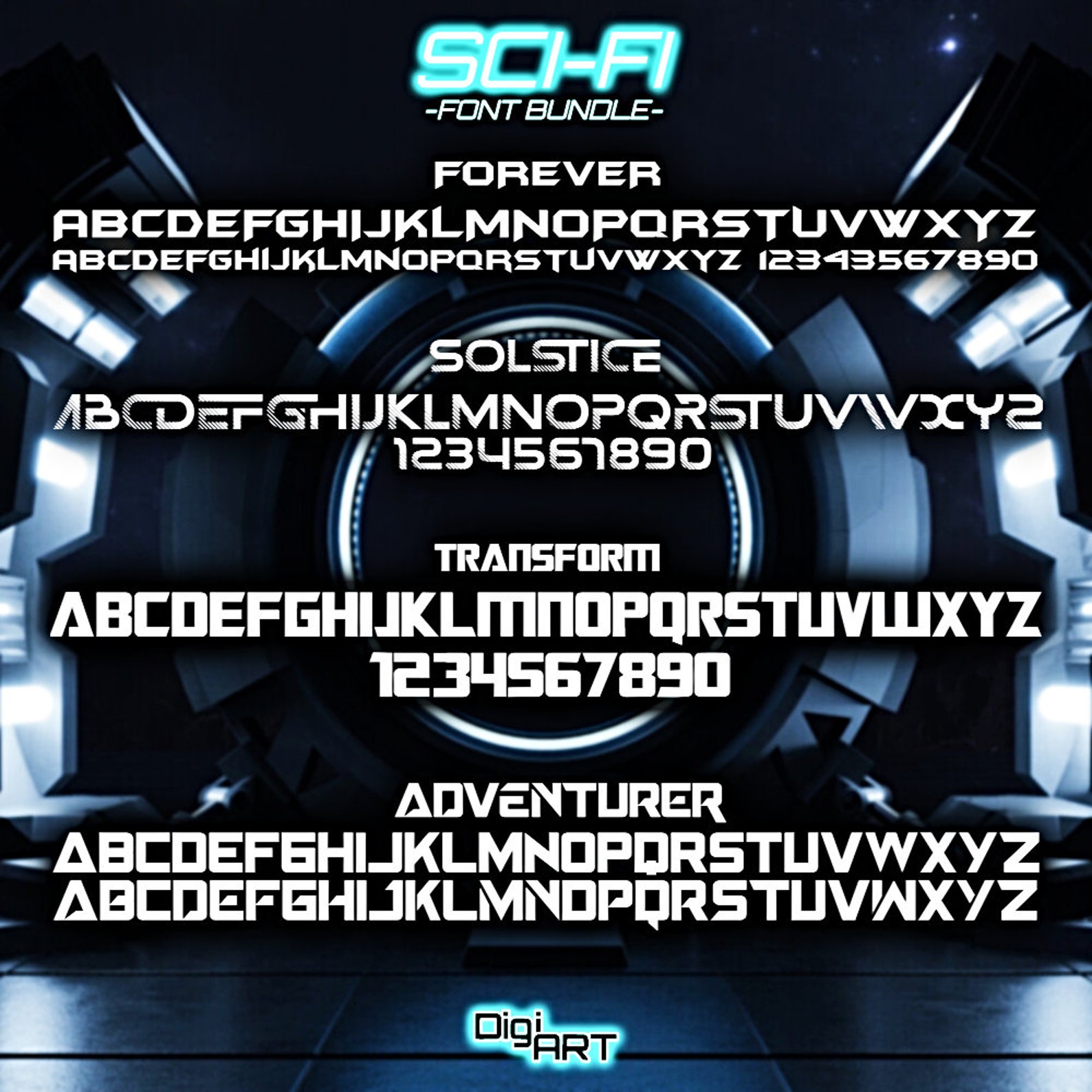 Sci-fi Font Bundle Space Fonts Futuristic Fonts Fantasy Fonts Sci Fi ...