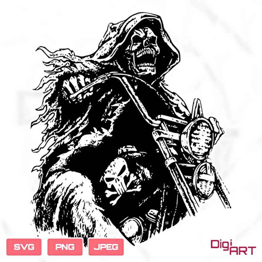 Skeleton Biker SVG | Halloween, Silhouette, Vector File, Decal, Instant ...