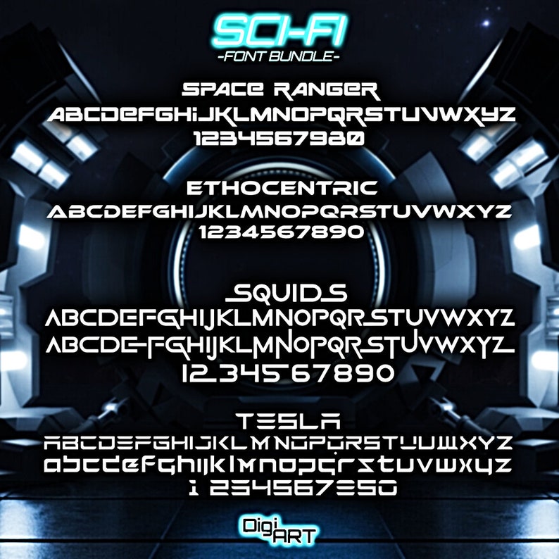 Sci-fi Font Bundle Space Fonts Futuristic Fonts Fantasy Fonts Sci Fi ...