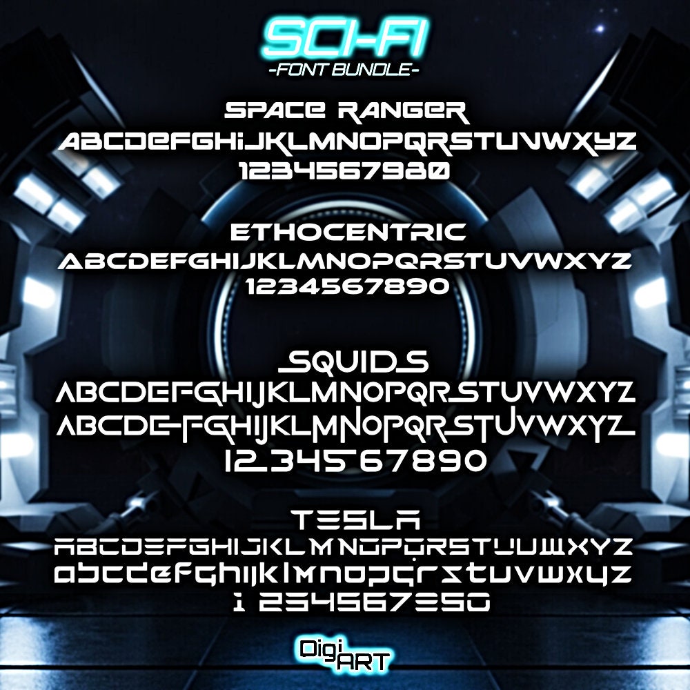 Sci-fi Font Bundle Space Fonts Futuristic Fonts Fantasy - Etsy