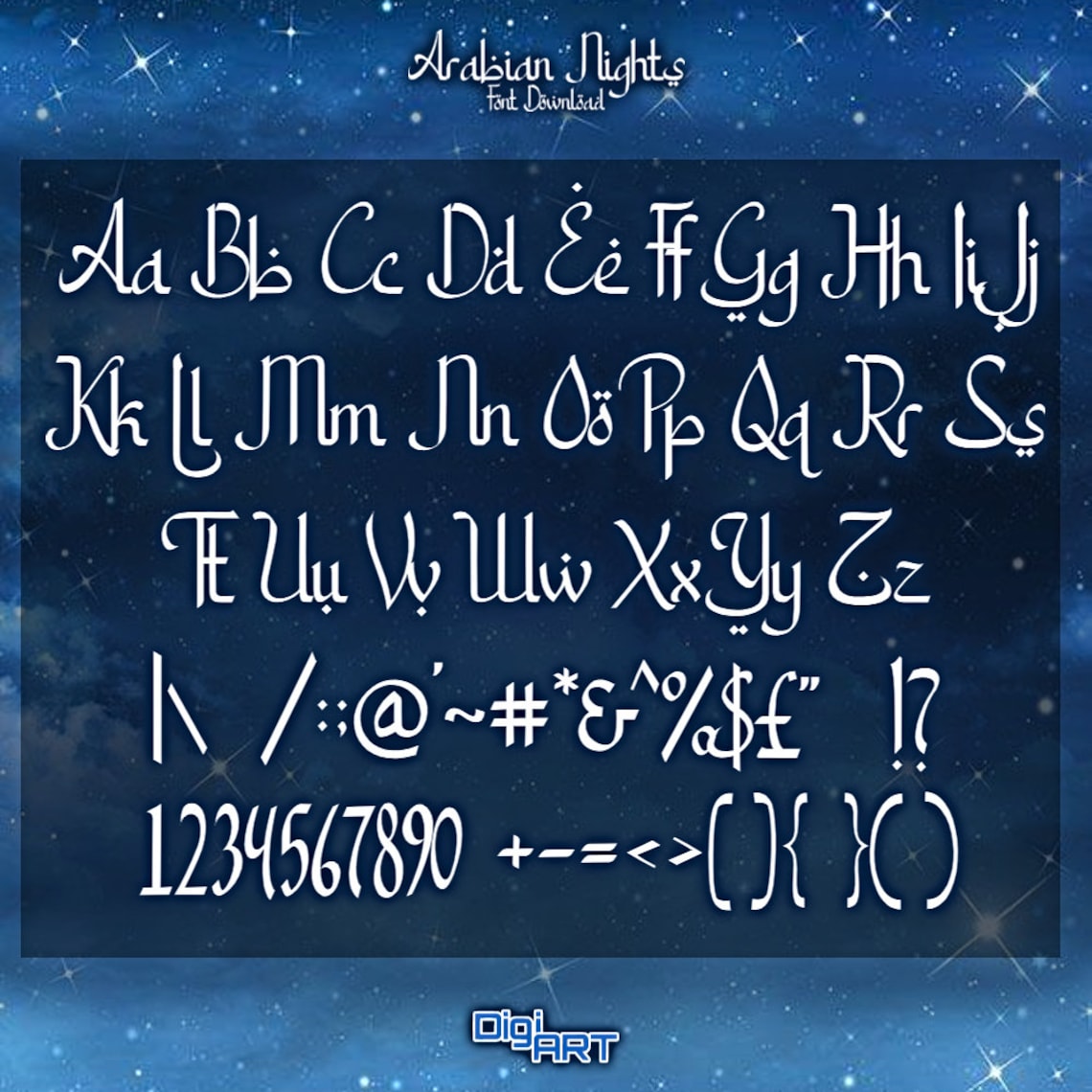Arabian Nights Font Arab Font Alphabet Font Aladdin Arabic Font Fantasy ...