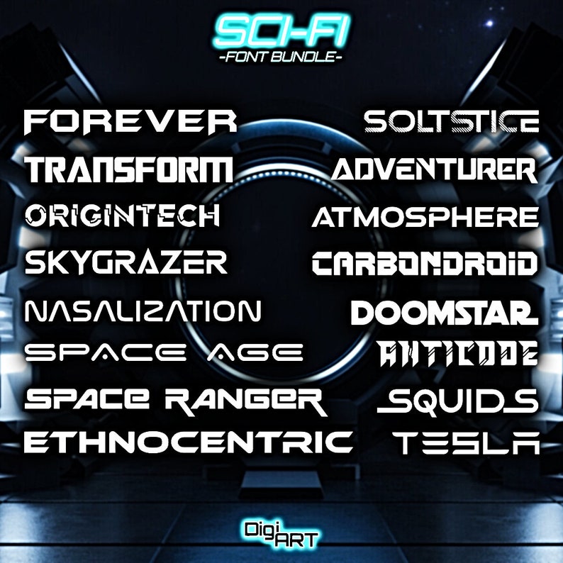 Sci-fi Font Bundle Space Fonts Futuristic Fonts Fantasy Fonts Sci Fi ...