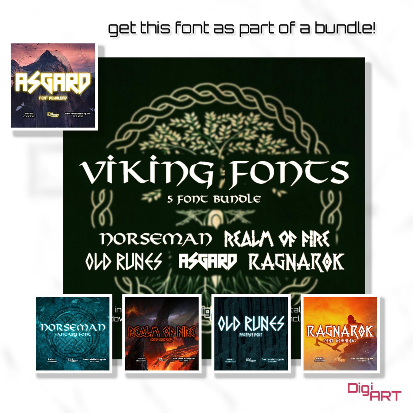 Asgard Font Viking Font Alphabet Font Norse Mythology Font Fantasy Font ...