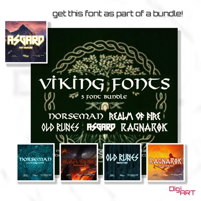 Asgard Font Viking Font Alphabet Font Norse Mythology Font Fantasy Font ...