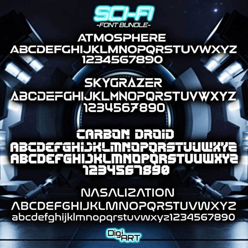 Sci-fi Font Bundle Space Fonts Futuristic Fonts Fantasy Fonts Sci Fi ...