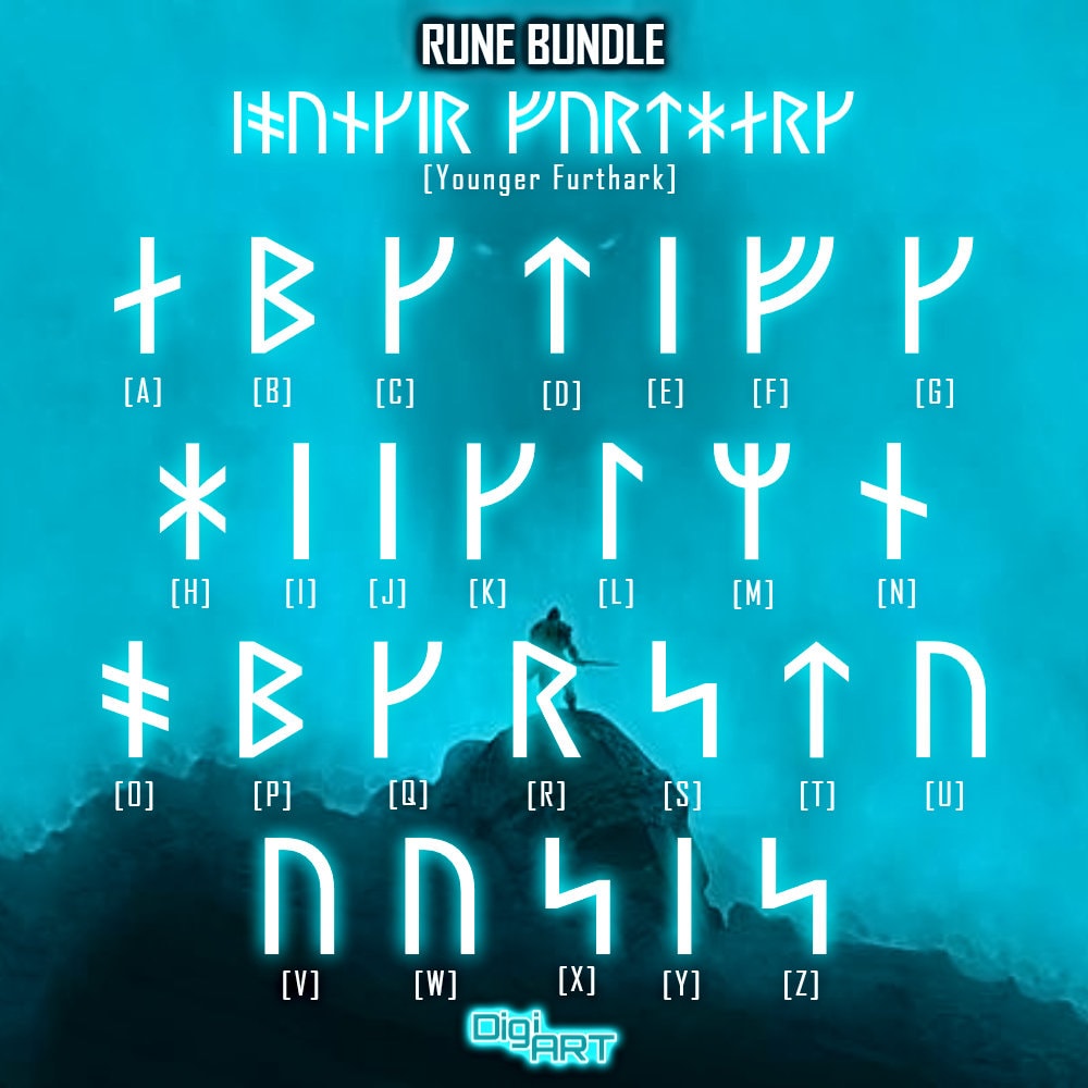 Runic Font Bundle Nordic Font Norse Font Svg Rune Font Viking Symbols ...
