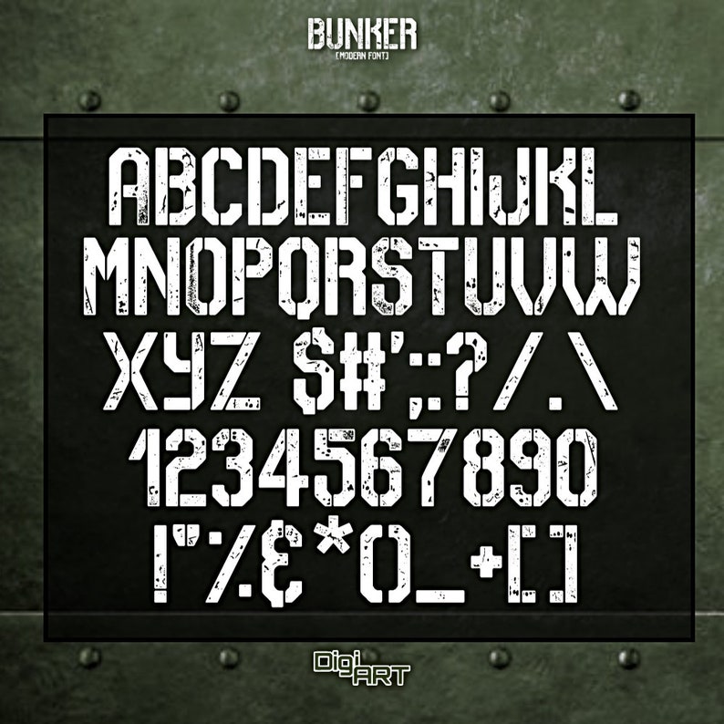 Bunker Font Stencil Font Stencil Letters Army Font Military Font ...