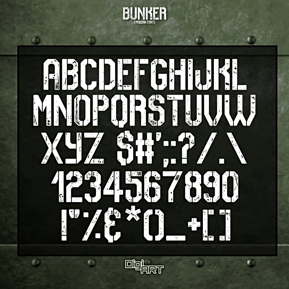 Bunker Font Stencil Font Stencil Letters Army Font Military Font ...