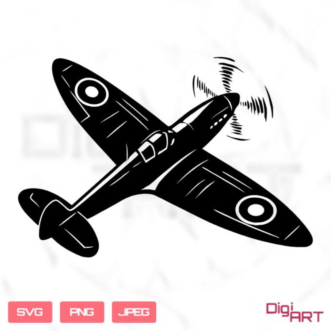 RAF Spitfire Silhouette SVG: Royal Air Force Aviation Art (digital ...