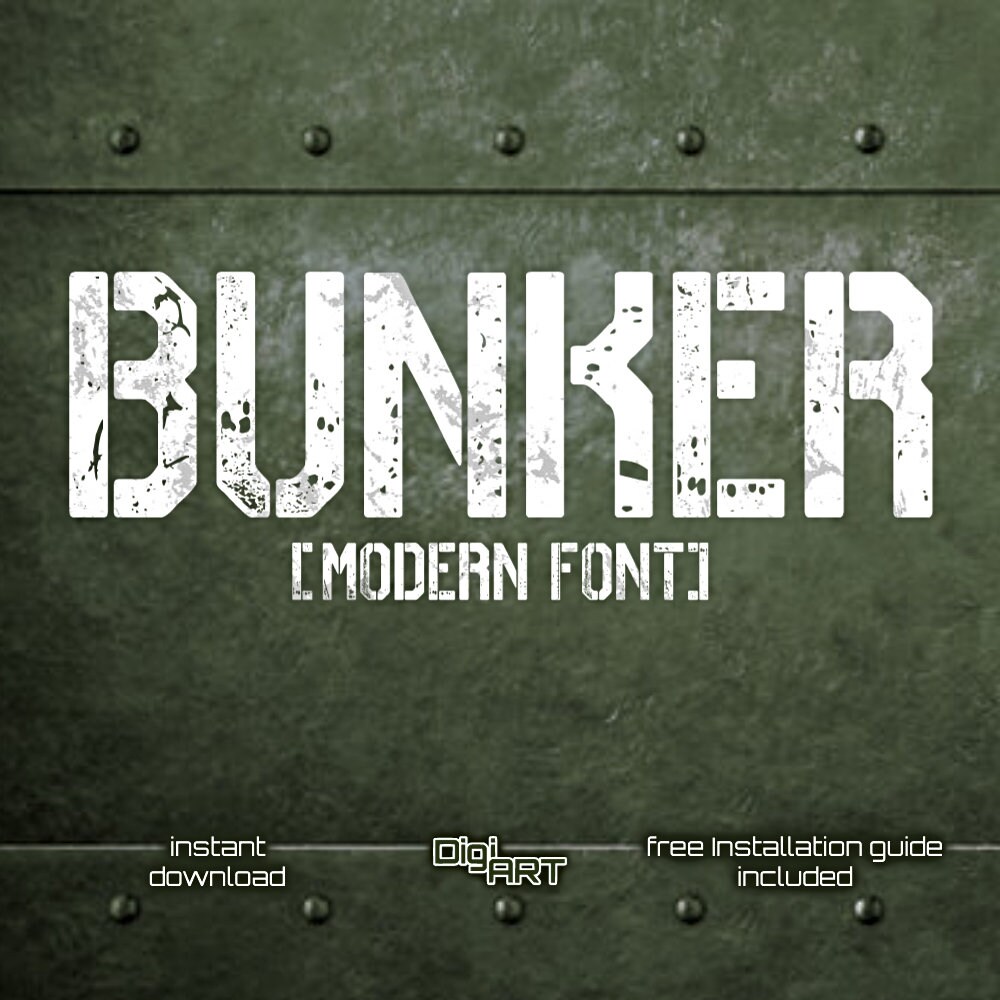 Bunker Font Stencil Font Stencil Letters Army Font Military Font ...