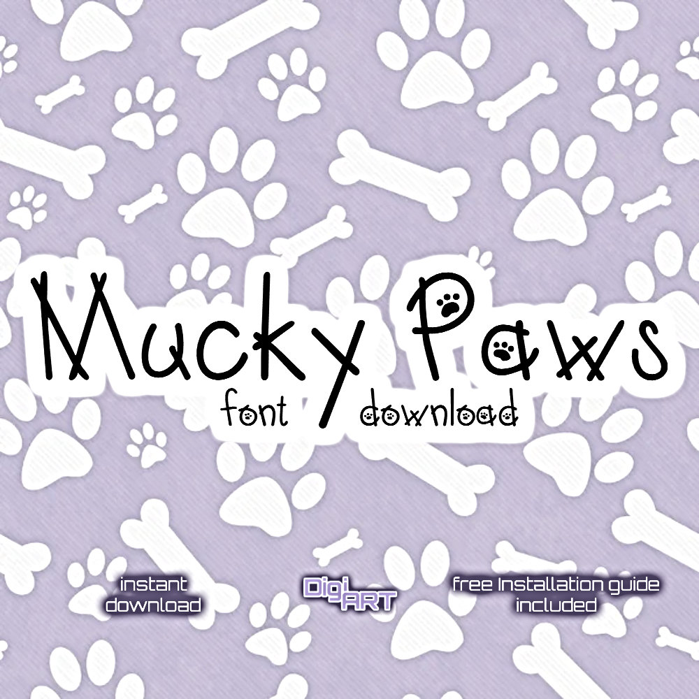 Mucky Paws Animal Font Fantasy Font Funky Fonts Crafting Font Font ...