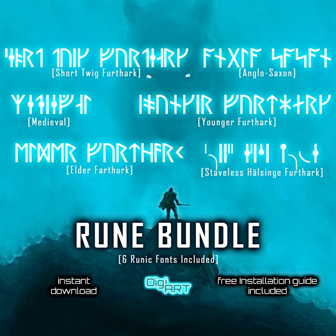 Runic Font Bundle Nordic Font Norse Font Svg Rune Font Viking Symbols ...