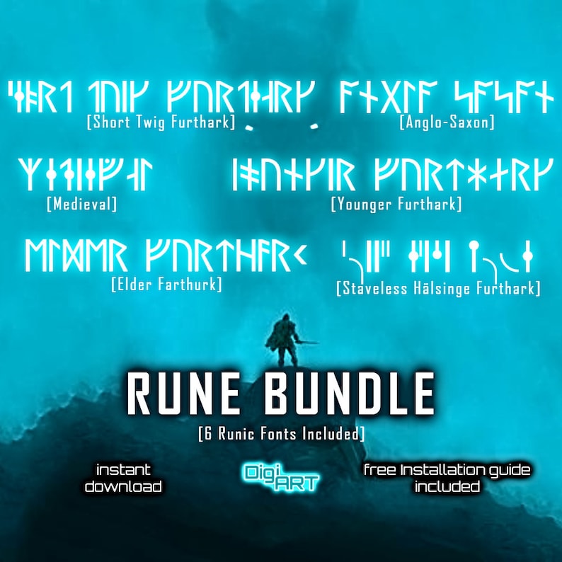 Runic Font Bundle Nordic Font Norse Font Svg Rune Font Viking Symbols ...