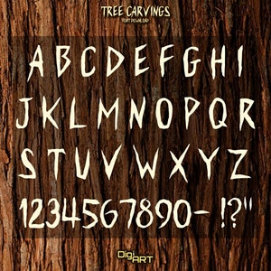 Tree Carvings Modern Font | Fantasy Font, Funky Fonts, Crafting Font ...