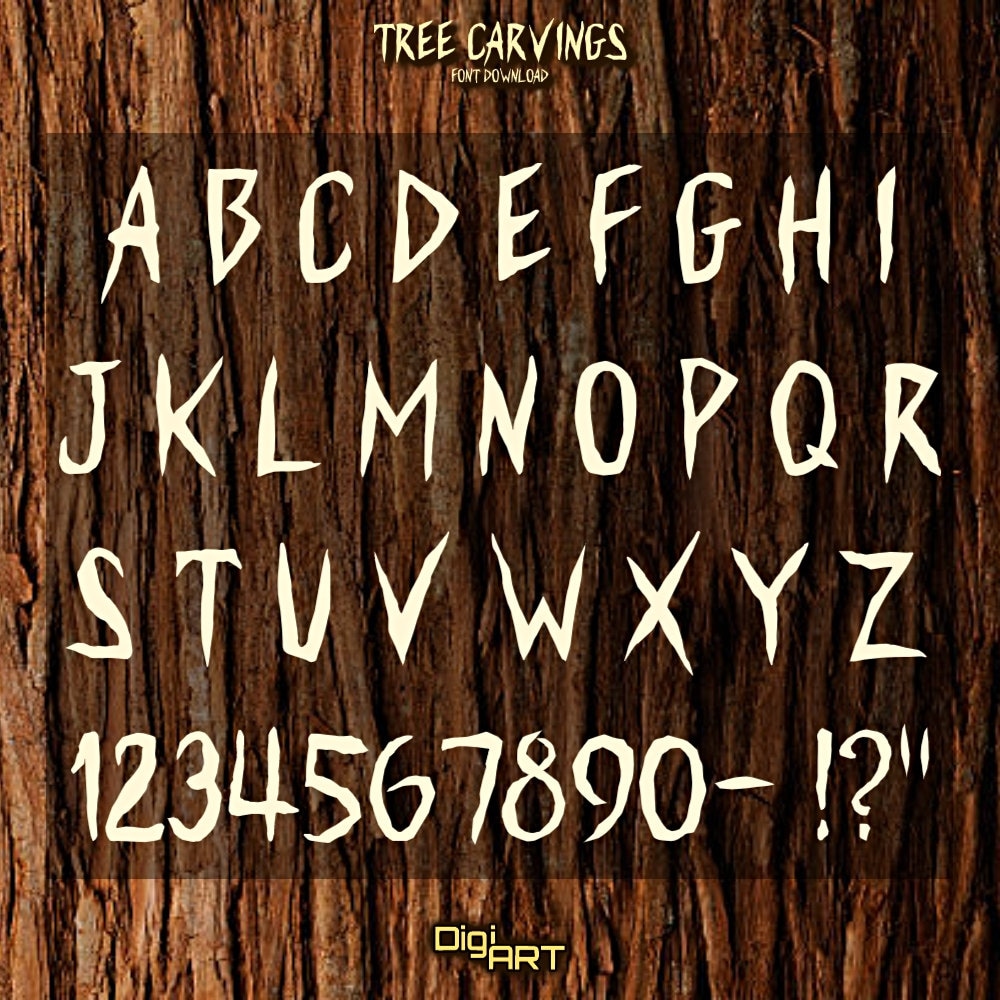 Tree Carvings Modern Font | Fantasy Font, Funky Fonts, Crafting Font ...