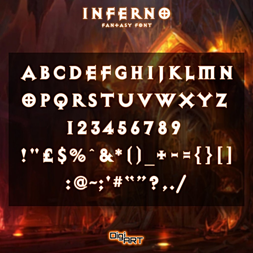 Inferno Fantasy Font Sci-fi Font, Spooky, Creepymedieval, Funky Fonts ...