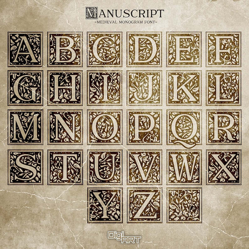 Medieval Monogram Font Calligraphy Font Script Floral Font Funky Fonts ...
