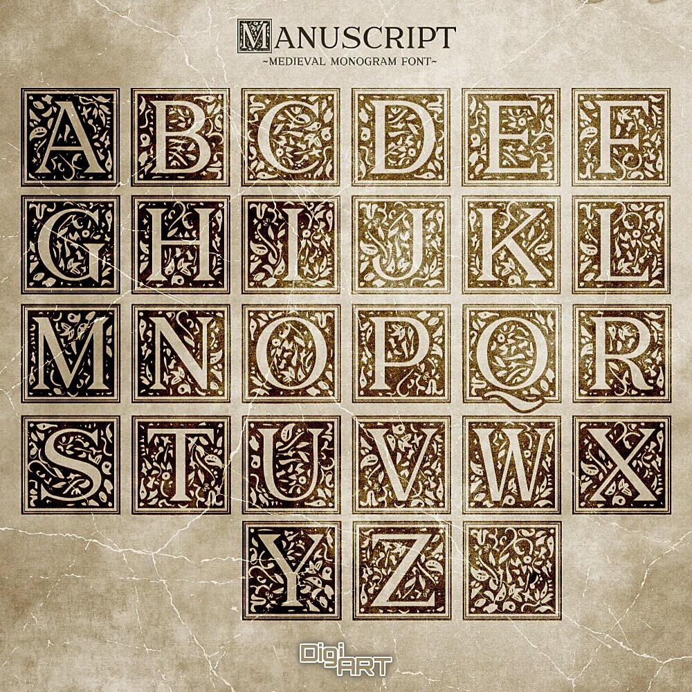Medieval Monogram Font Calligraphy Font Script Floral Font Funky Fonts ...