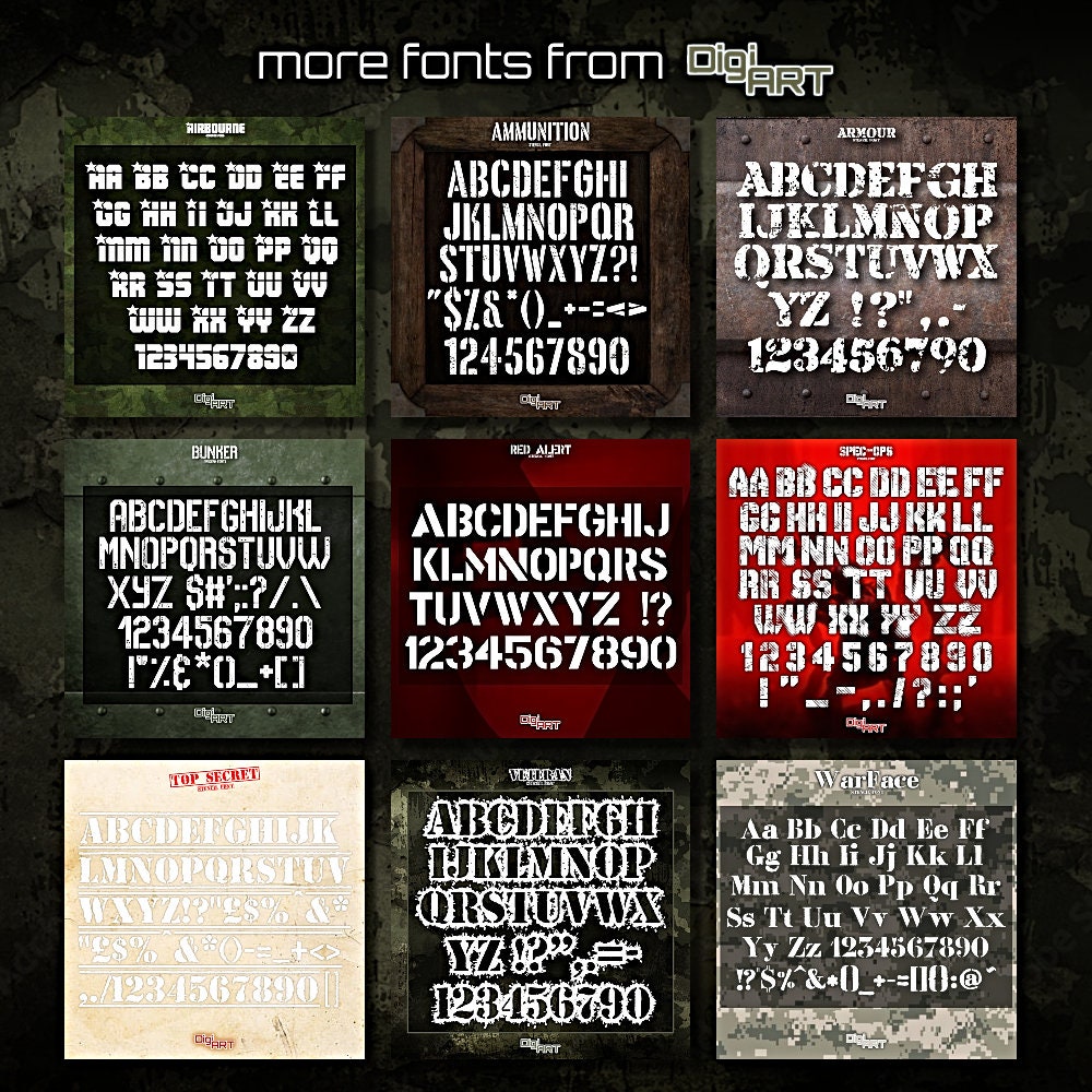 Ammunition Font | Instant Download, Military Font, Fantasy Font, Funky ...