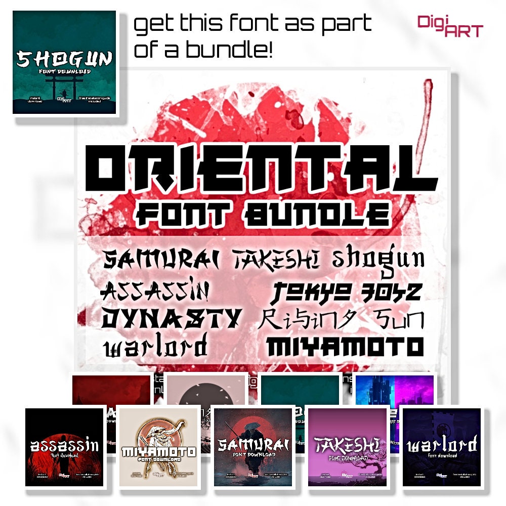 Shogun Samurai Font | Japanese Warrior Typography | Cricut Canva ...