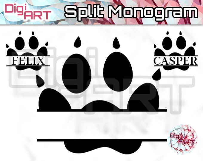 Cat Paw Split Monogram SVG Pet Letters Pet Gifts Alphabet - Etsy